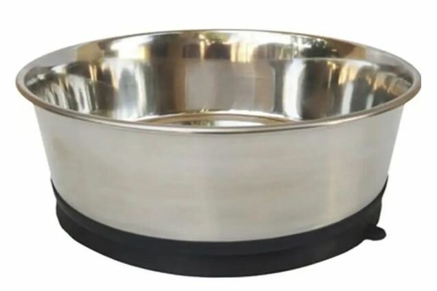 Миска для домашних животных HOMEPET Heavy, металлическая, утяжеленная, на черной резинке с присоской, 1,8 л