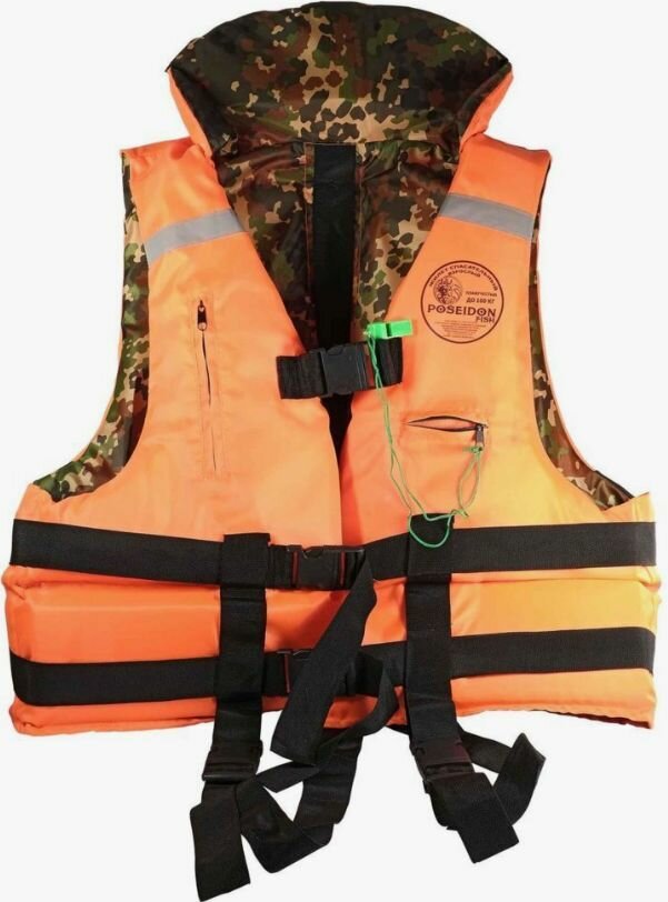 Жилет спасательный до 100 кг Poseidon Fish, взрослый, двухсторонний