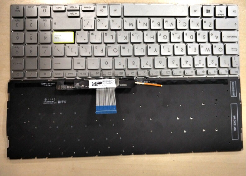 Клавиатура для ноутбука Asus VivoBook X521FA, X521FL, серебряная, без рамки, с подсветкой