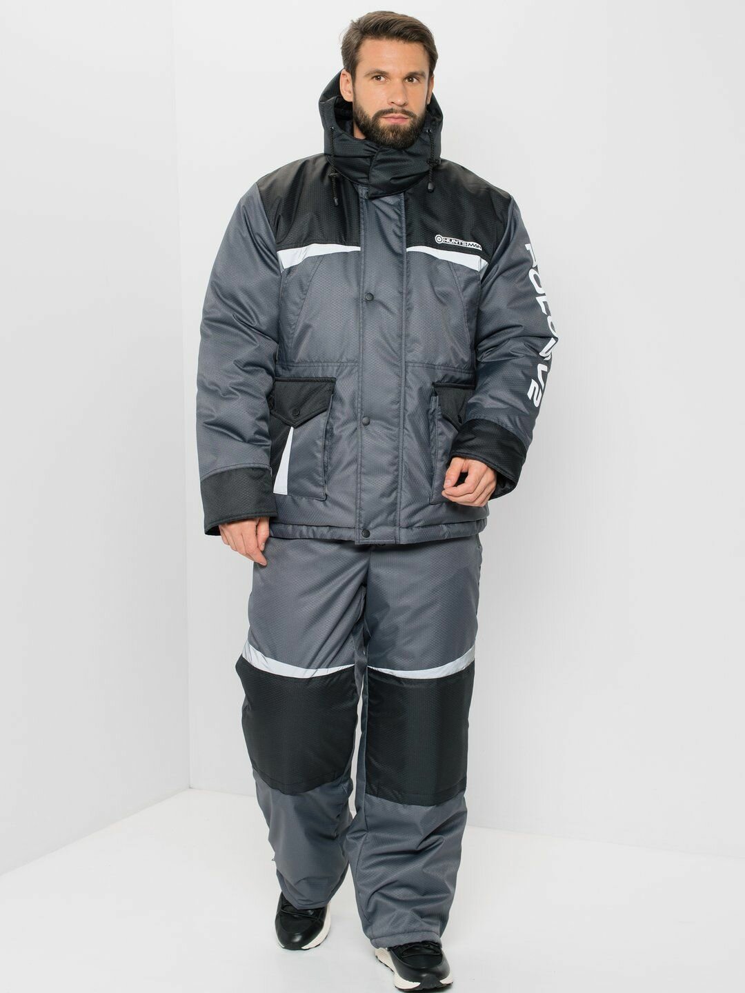 Костюм зимний Huntsman Полюс V-2 Серый/Черный, размер 56-58/170-176