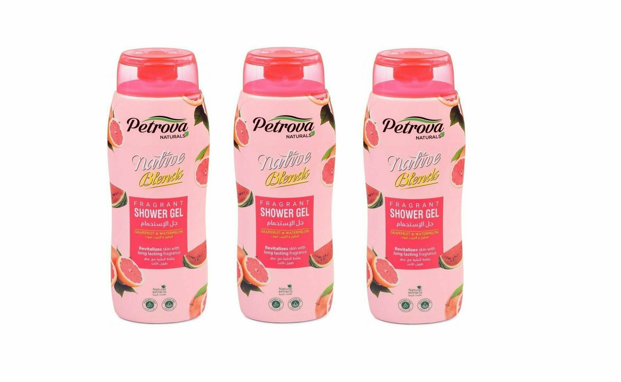 Petrova гель для душа "Витаминный коктейль - грейпфрут и арбуз", 240 мл, 3 шт