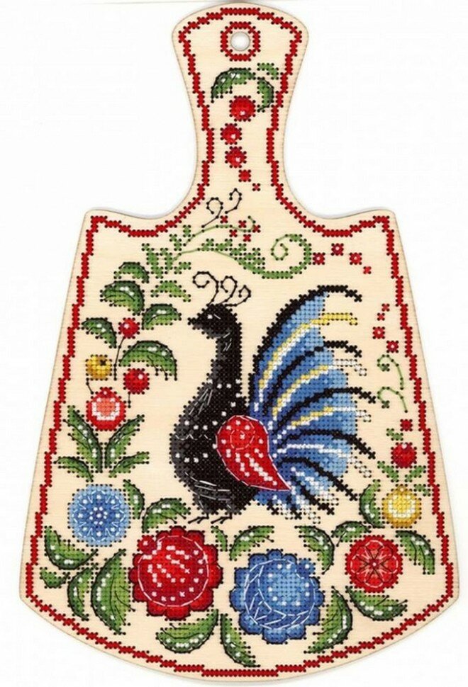 Набор для вышивания Щепка #О-008 Расписной павлин, Счетный крест, 19 x 29 см