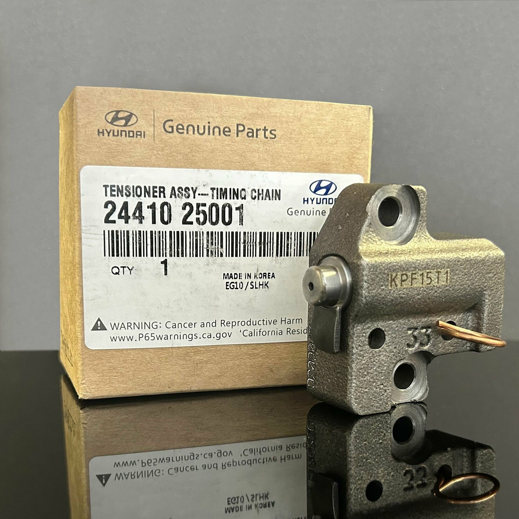 Натяжитель цепи ГРМ на Hyundai i20, i30, Creta, Solaris, Tucson, Kia Cee'd, Pro Cee'd, Rio, Optima, Soul, Venga / Хендай i20, i30, Крета, Киа Сид, Про Сид, Рио, Оптима, Соул, Венга арт. 2441025001