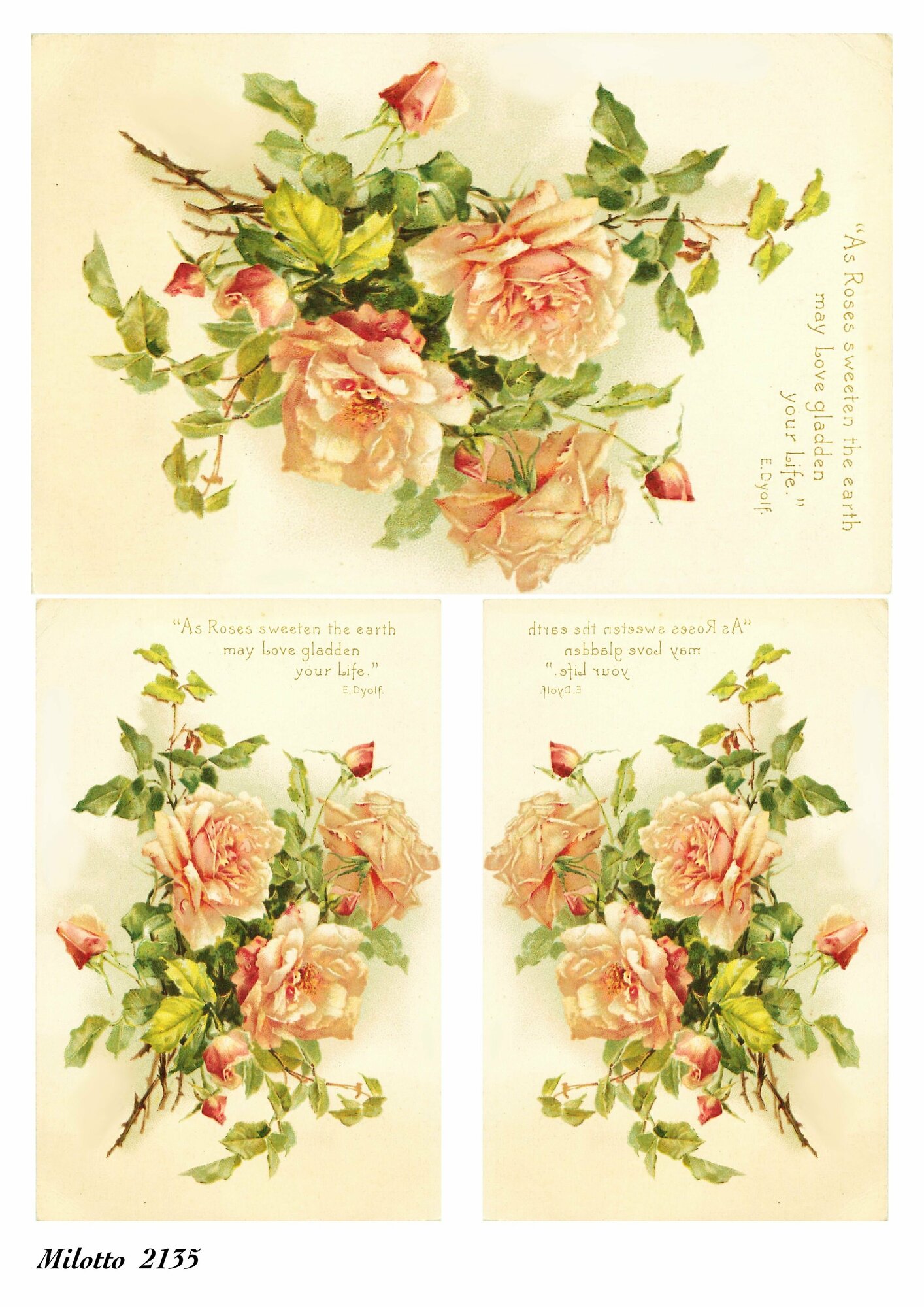 Декупажная карта А4 рисовая бумага цветы розы 2135