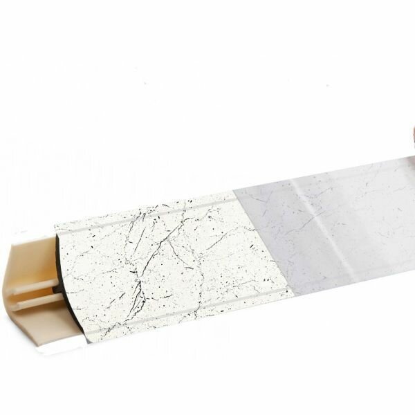 Плинтус для столешницы Korner LB15 с кабель-каналом мягкий край 15х15x3000 мм ПВХ, Мрамор Марквина белый