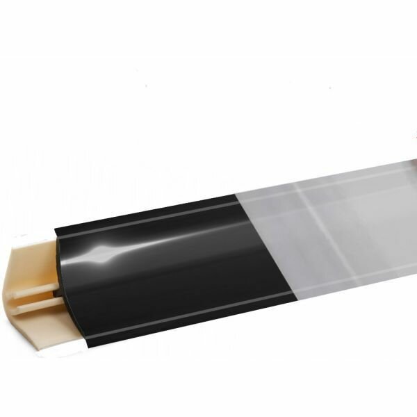 Плинтус для столешницы Korner LB15 с кабель-каналом мягкий край 15х15x3000 мм ПВХ, Черный глянец