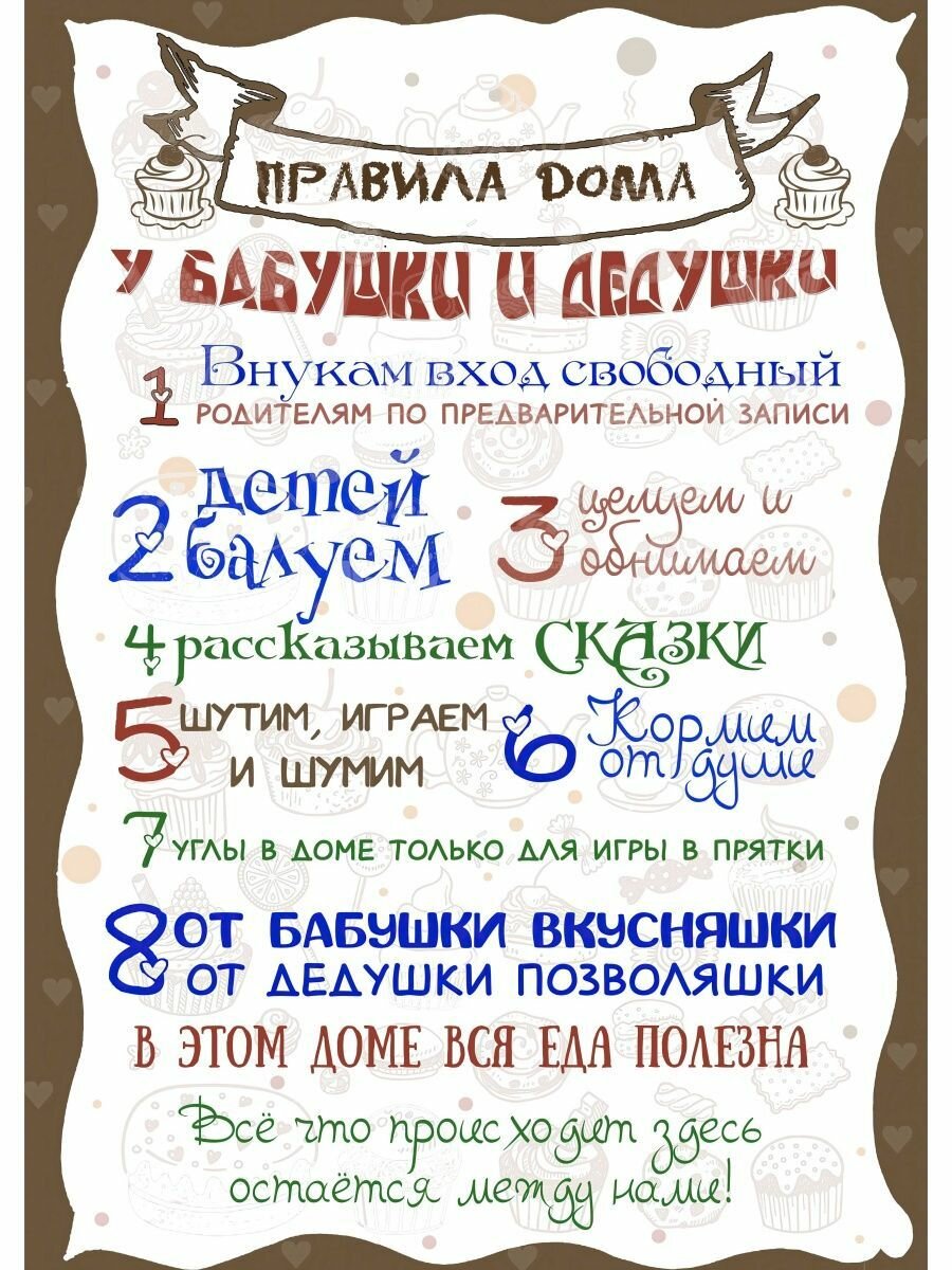 Постер Правила Бабушки, плакат для семьи 32х45см