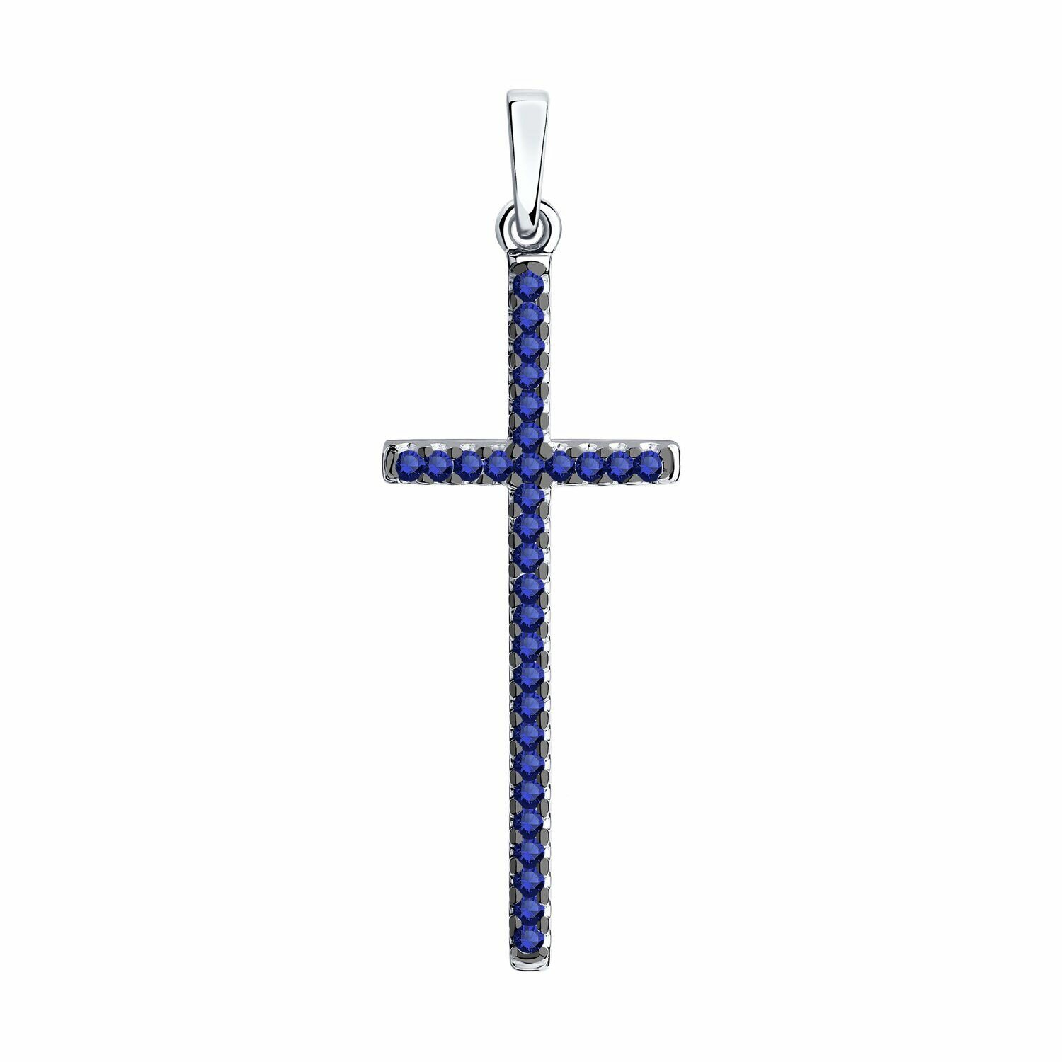 Крестик, серебро, 925 проба, фианит