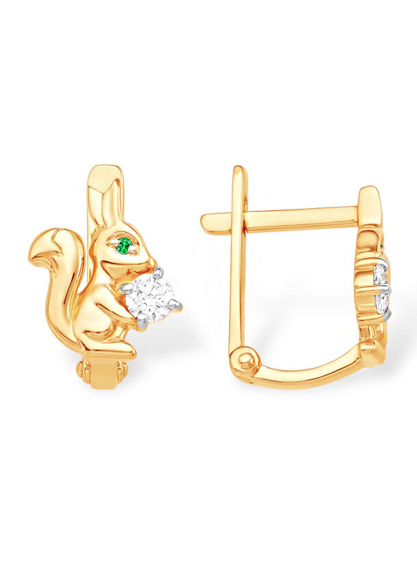 Серьги, красное золото, 585 проба, фианит