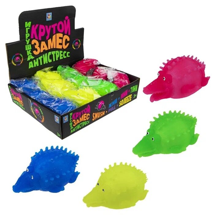 Игрушка-мялка 1 TOY Крокодил Т18030, микс