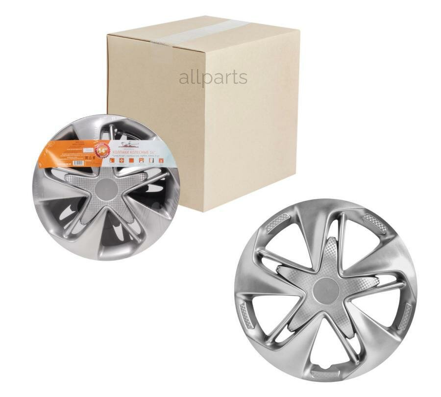 AIRLINE AWCC-14-24 Колпаки колесные 14 Супер Астра серебристый карбон компл. 2 шт. (AWCC-14-24)