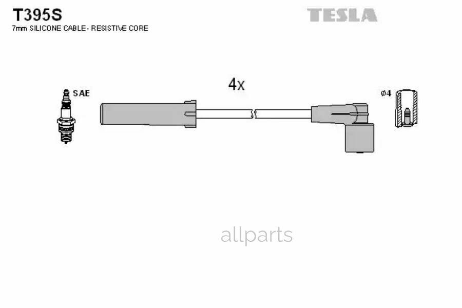 TESLA T395S Провода в/в силик.100% ВАЗ 08-010, 1118, 2170, 2190 TESLA (T 395S) 1,5i TESLA T395S