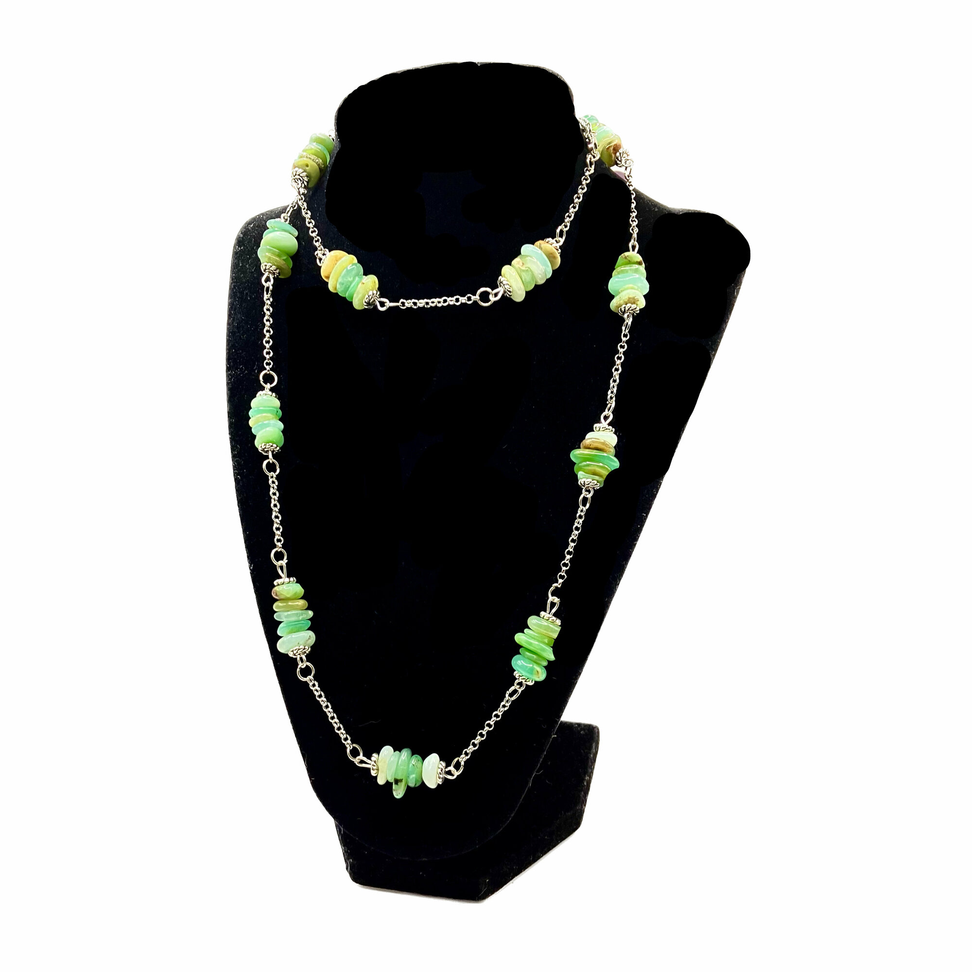 Колье, хризопраз