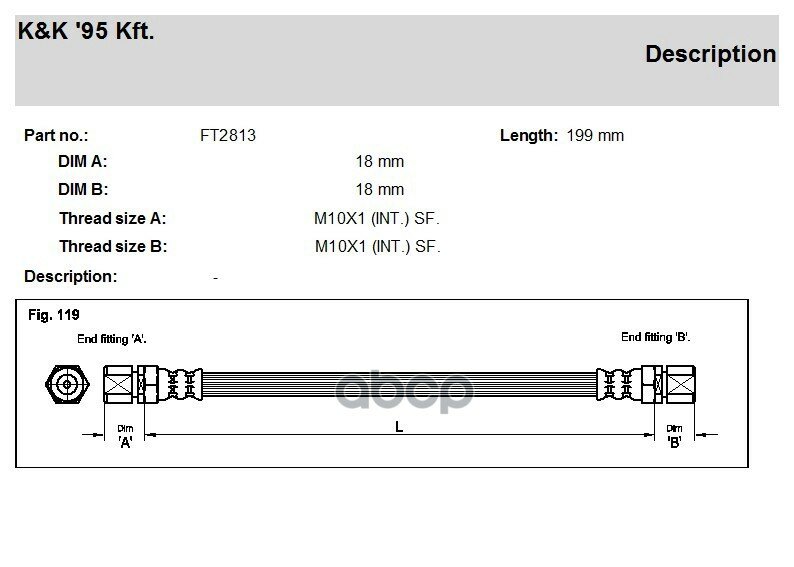 Шланг тормозной SAAB 9-5 (YS3E) 2.2 TiD 03.02- K&K арт. ft2813