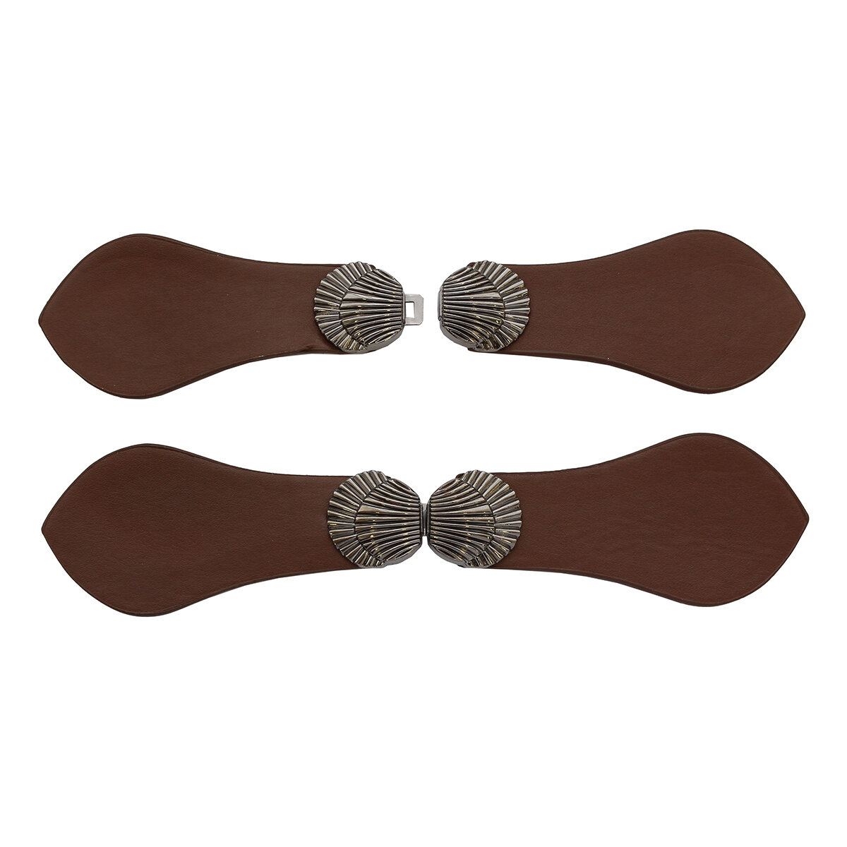 Застежка для верхней одежды кожаная № 6, 21,5 см, 2 шт, коричневая, цвет металла черный никель, Айрис