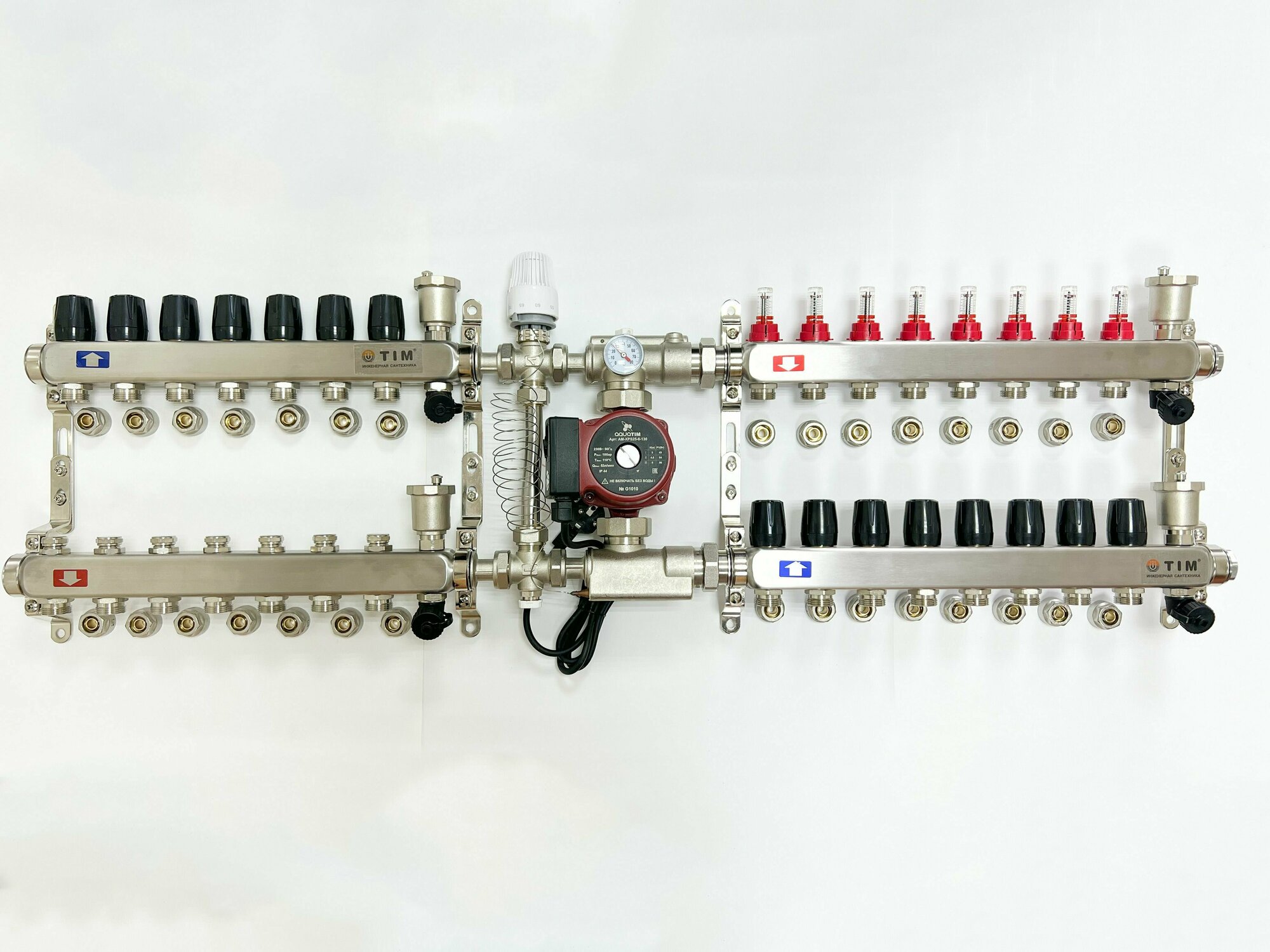 Комплект для подключения тёплого водяного пола на 8 выходов и радиаторов отопления 7 шт