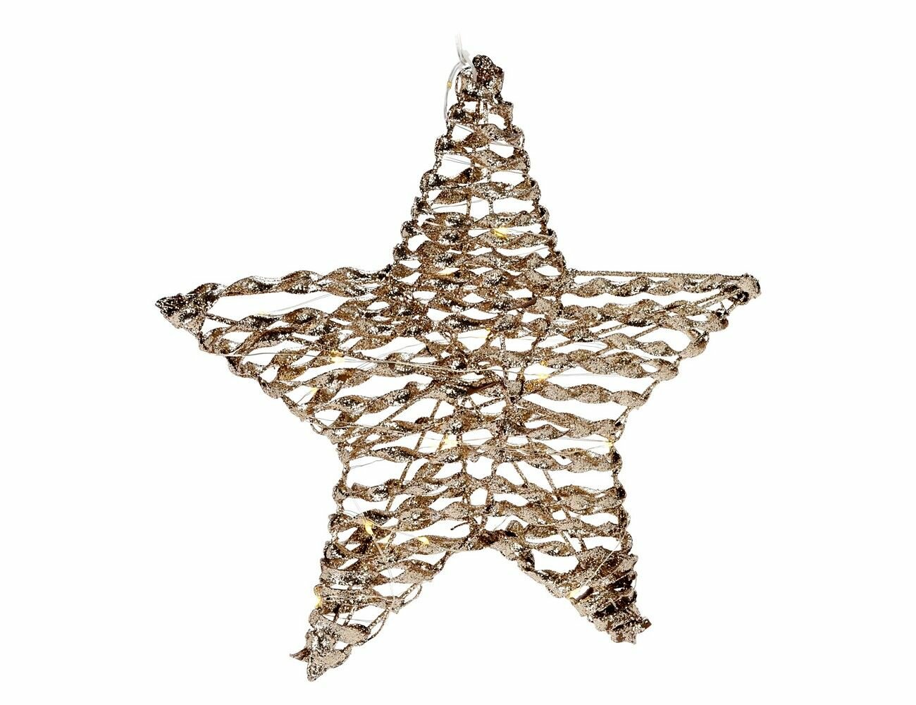 Декоративный подвесной светильник звезда, 20 тёплых белых LED-огней, 30 см, батарейки, таймер, Koopman International