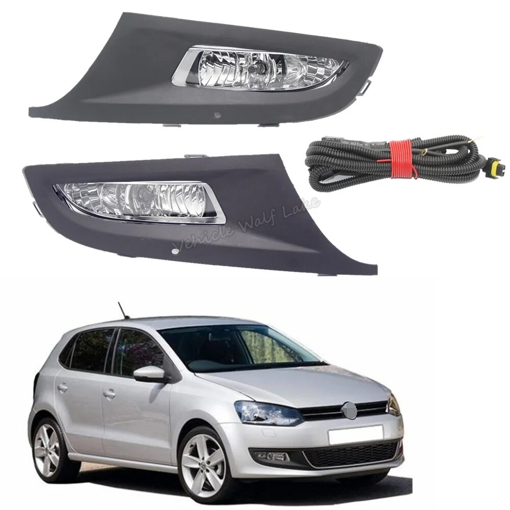 Для VW Polo 6R Hatchback 2009 2010 2011 2012 2013 2014 2015 Галогенная противотуманная фара с решеткой, кабель или лампочки set