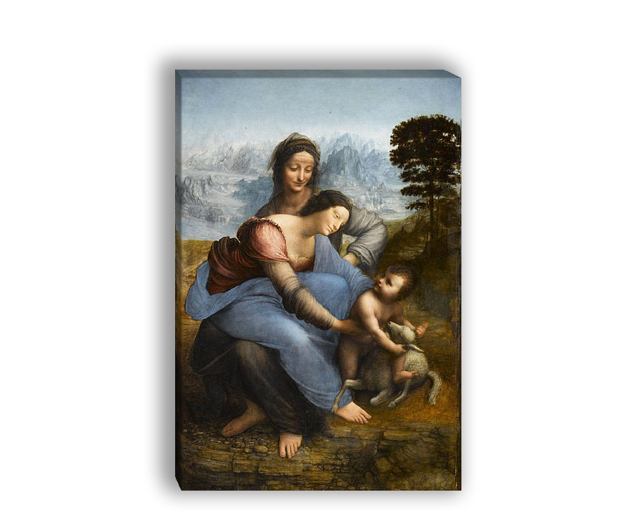 "Мадонна с младенцем и Святой Анной", Леонардо да Винчи, картина (репродукция) (30х44 см / на подрамнике)