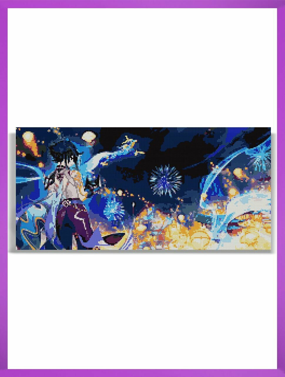 Алмазная мозаика на подрамнике - вышивка Genshin Impact - Сяо 30 х 60 см