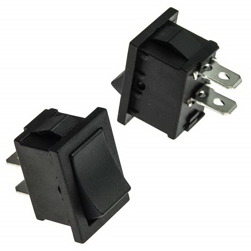 Клавишный переключатель 2 контакта, ON-OFF, черный