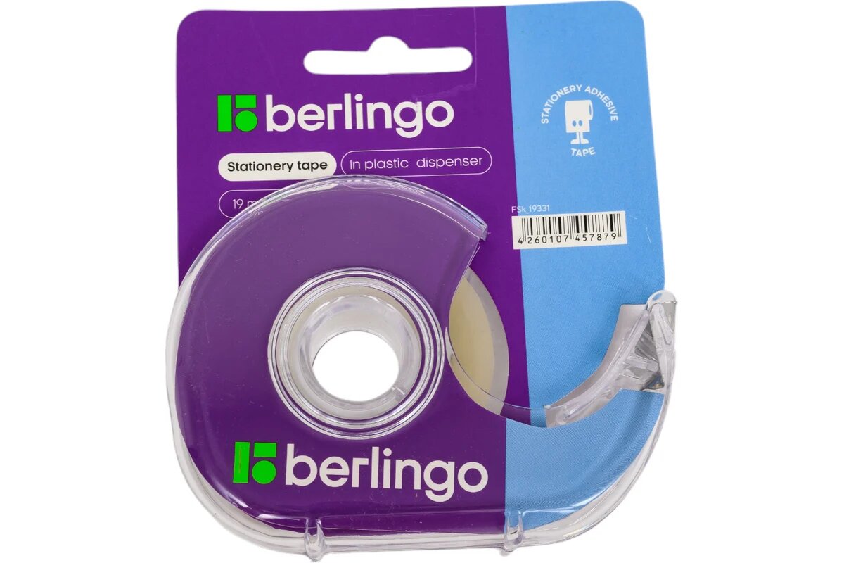 Berlingo клейкая лента прозрачная 19 мм x 33 м в пластиковом диспенсере FSk_19331