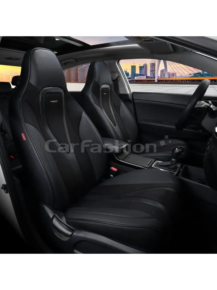 Каркасные чехлы 5D "INTEGRAL", передние, чёрные-карбон