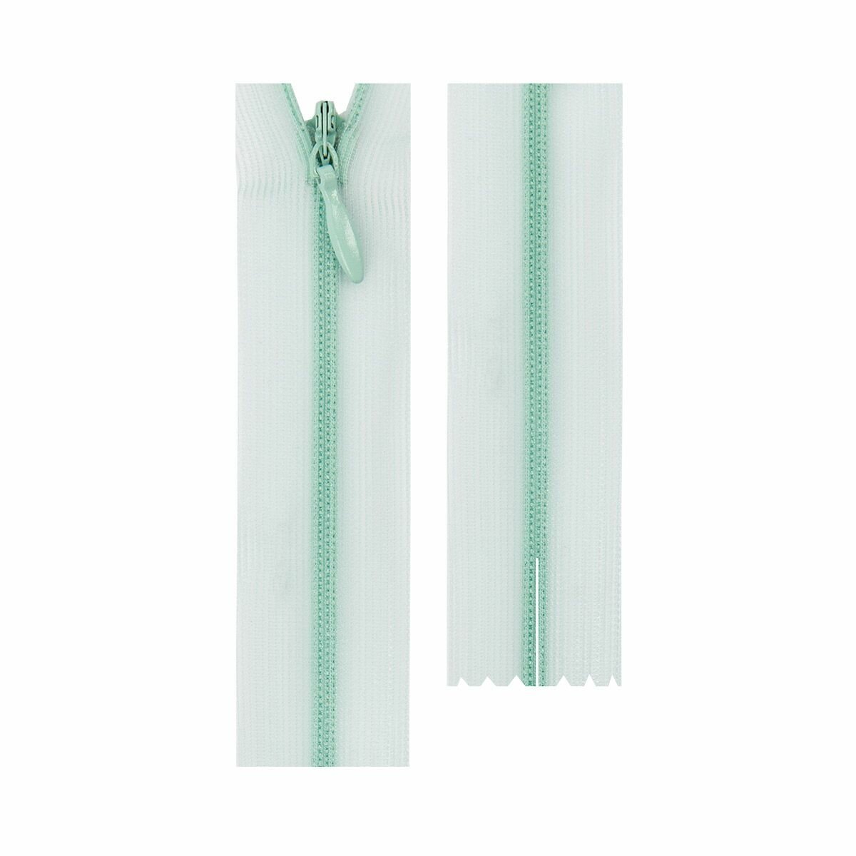 Молния 10 шт спираль н/р потайная тип 3 "Gamma" G010S 20 см на сетчатой тесьме пластик №243 бледно-бирюзовый