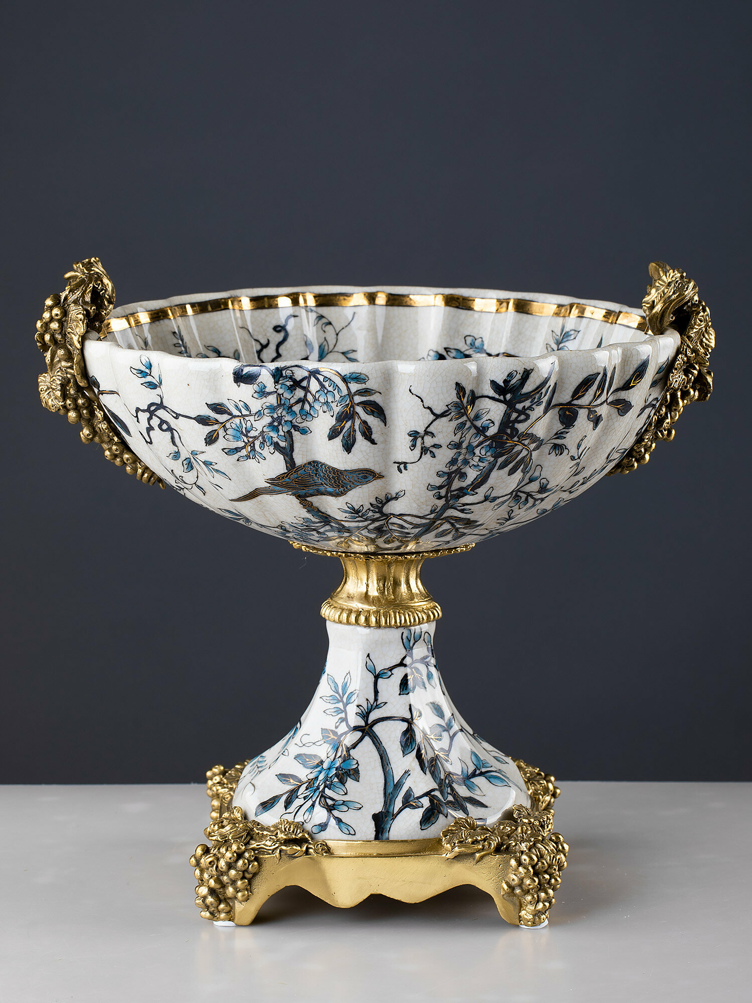 31G2207/B709C/HX1611 Чаша декоративная 28x26x27см, Фарфор, бронза, Glasar