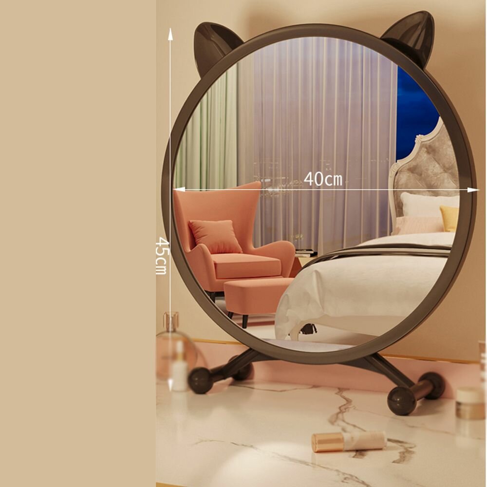 Зеркало для ванной, круглое, черное, в пластиковой раме, подходит для гардеробной и ванной комнаты, 45*40 см