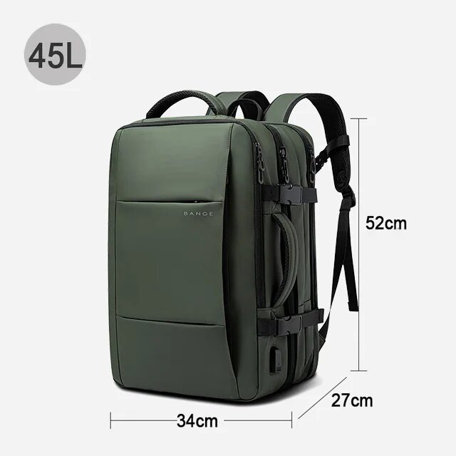 Мужской рюкзак BANGE 45L, темно-зеленый, деловой, расширяемый