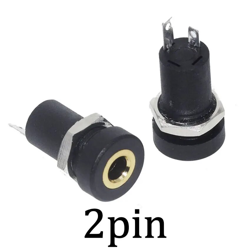 Аудиоразъем 3.5 мм 2pin черный, 5шт