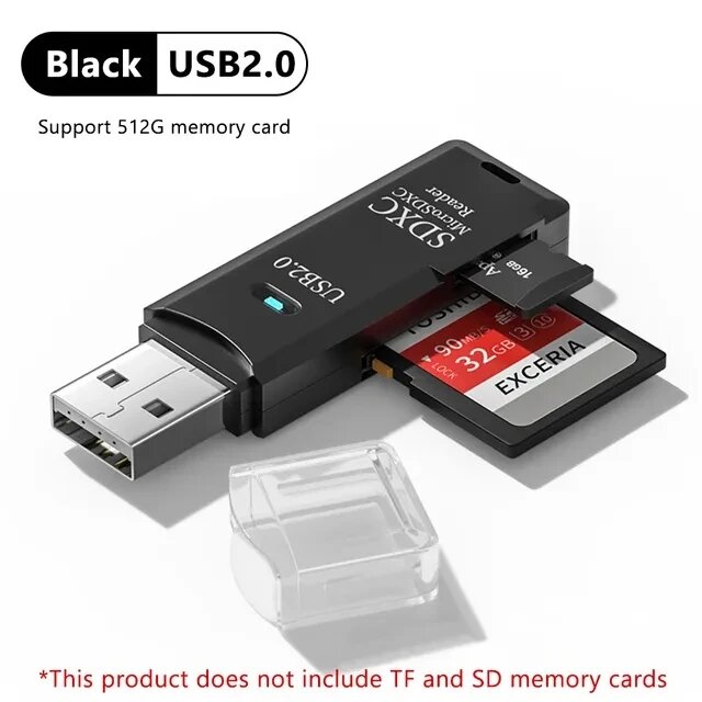Устройство чтения карт памяти 2 в 1, USB 3.0 Micro SD TF, высокоскоростной адаптер для USB 2.0 Black