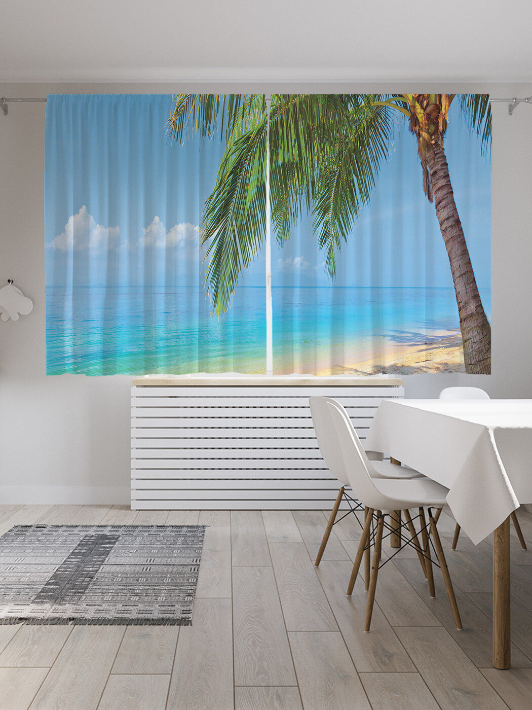 Фотошторы короткие "На лазурном берегу", 2 полотна шириной по 145 см, высота 180 см, JoyArty