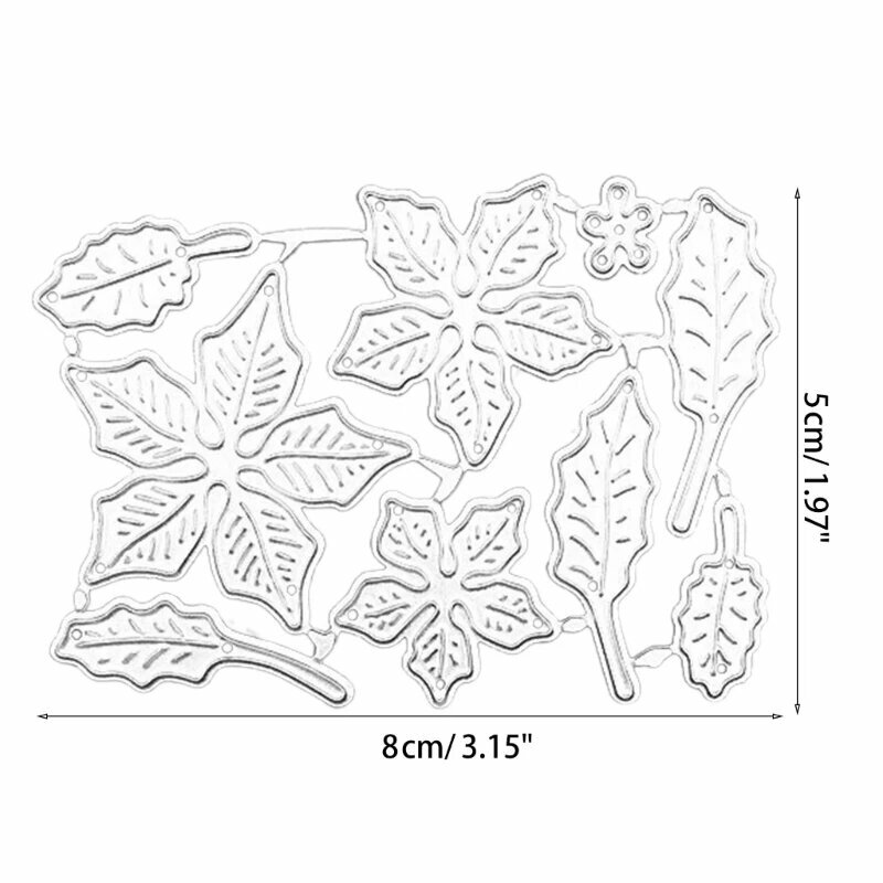 Металлические высечки листья, 8x5 см, Цвет: 10