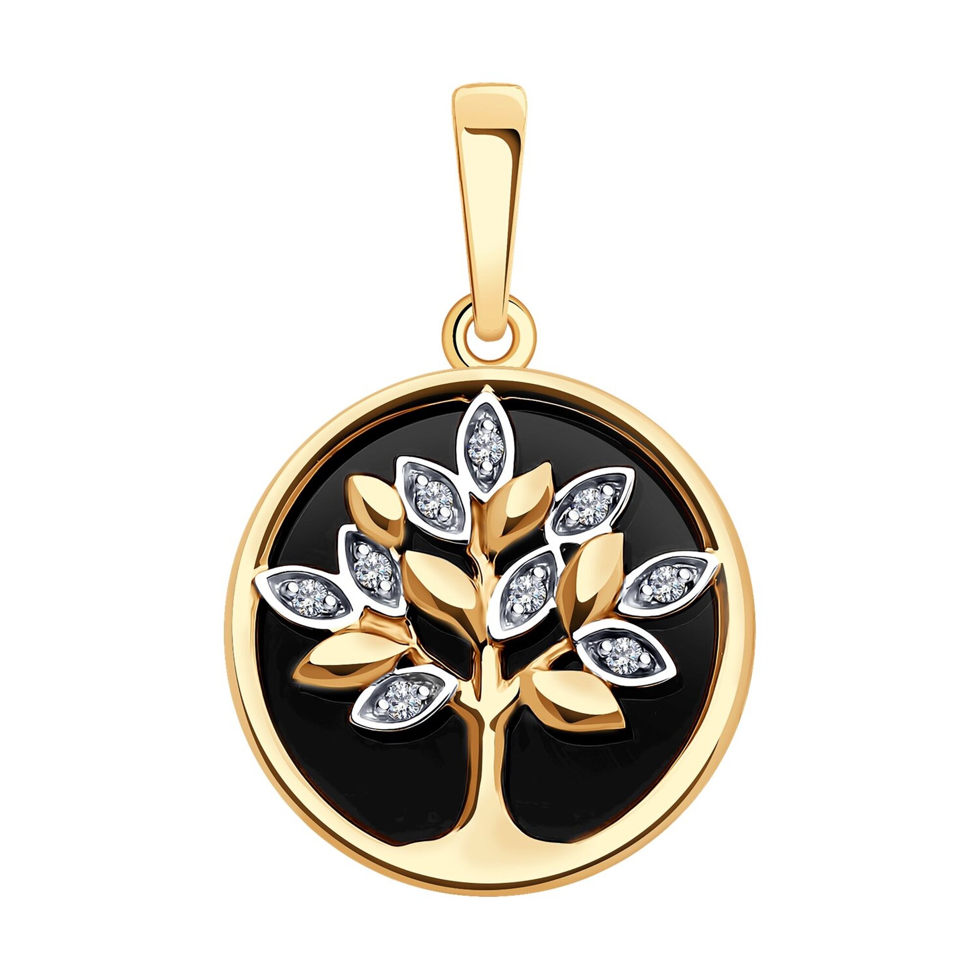 Подвеска, красное золото, 585 проба, фианит, агат