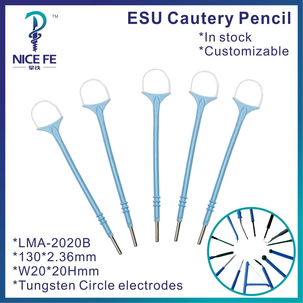 5 шт. одноразовых электрокоагуляторов Esu Cautery Pencil, электроды кольцевые электрохирургические, 130*2.36мм, W20*H20, оптом
