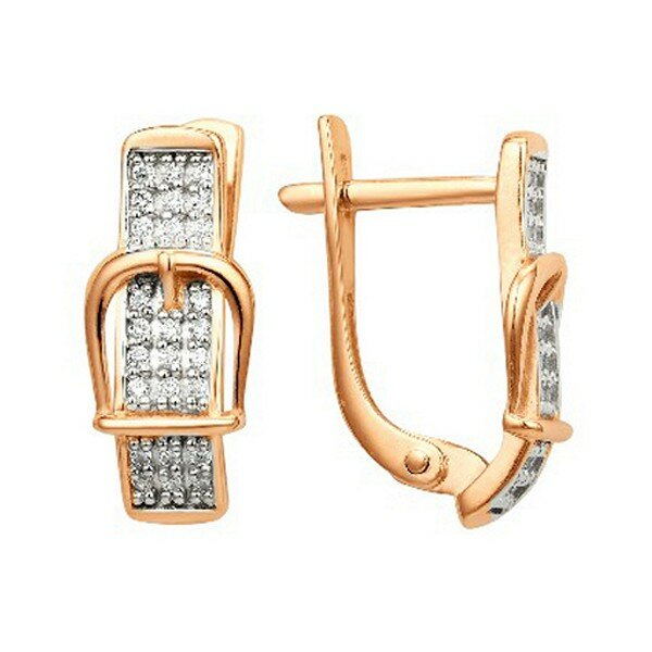 Серьги, красное золото, 585 проба, фианит