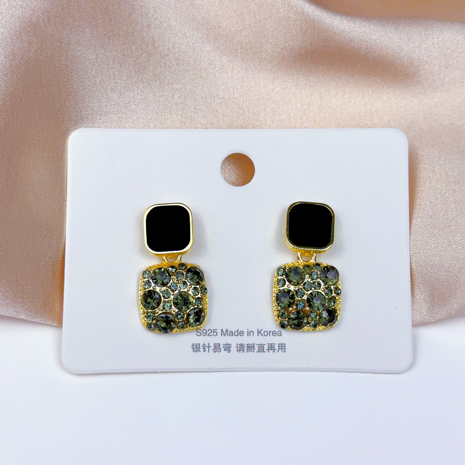 Серьги с подвесками, фианит