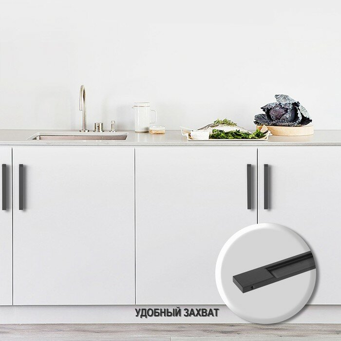 Ручка профильная мебельная торцевая CAPPIO RP101BL, м/о 128 мм, чёрная, 4 шт.