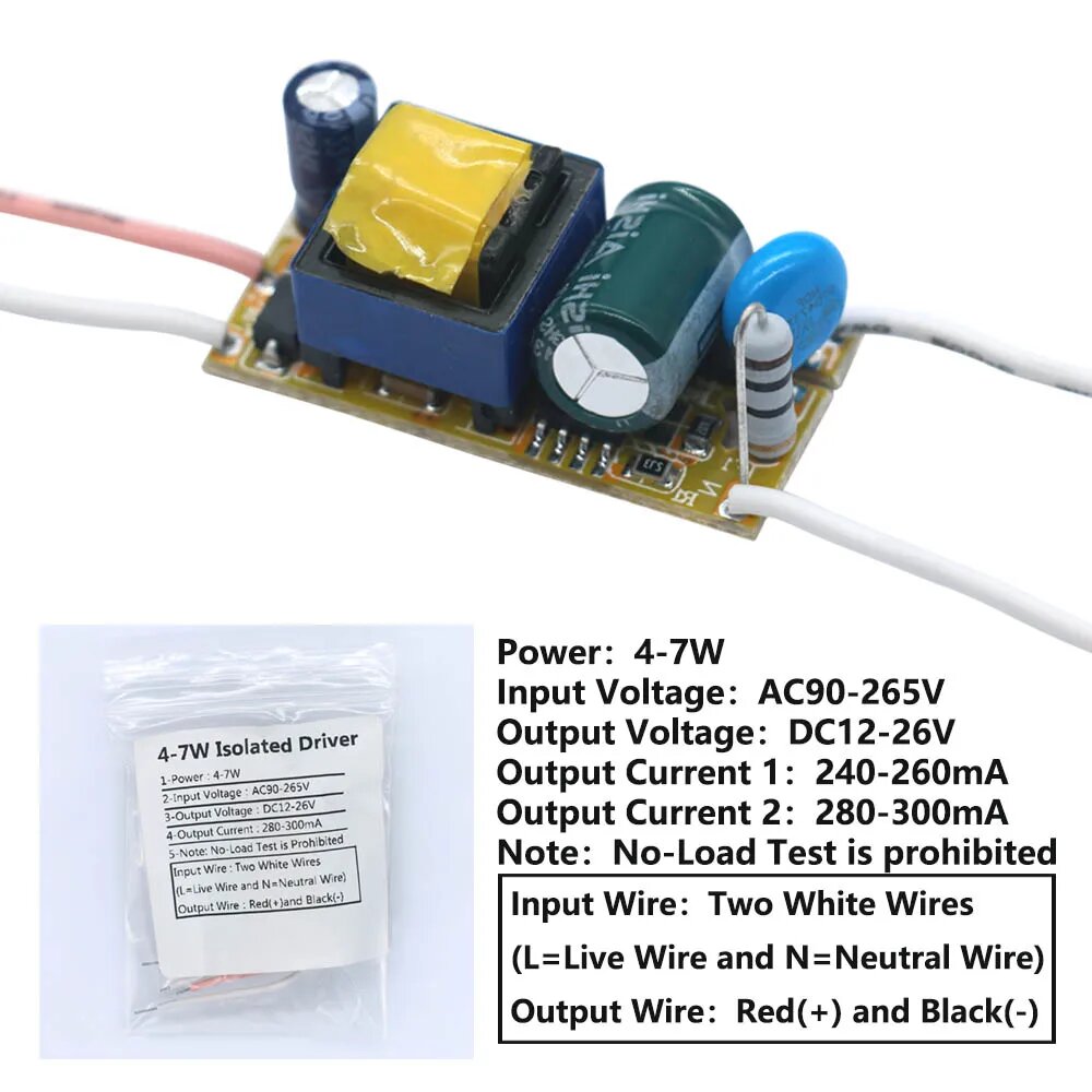 Трансформатор DT&ZM для светодиодной ленты 85-265В 300мА 8-36Вт Output 280-300mA, 4-7W DC12-26V
