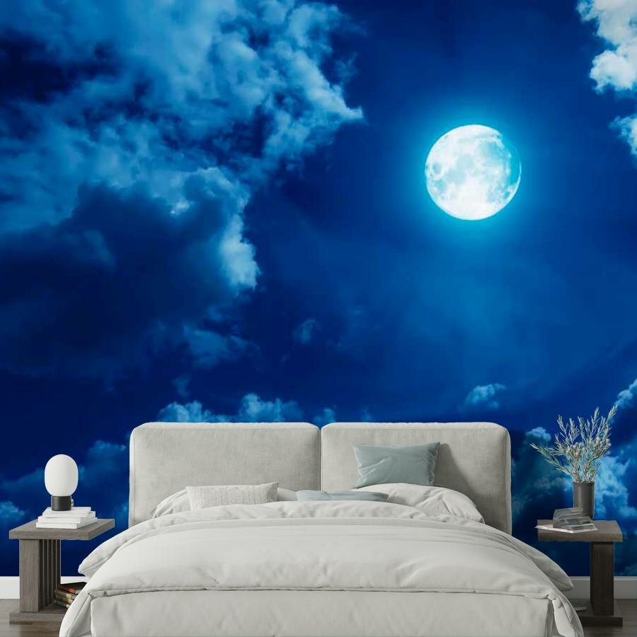 Фотообои Луна на небе 9-339-L-Флок 270 x 400 см (ВхШ) Бесшовные, флизелиновые, влагостойкие обои