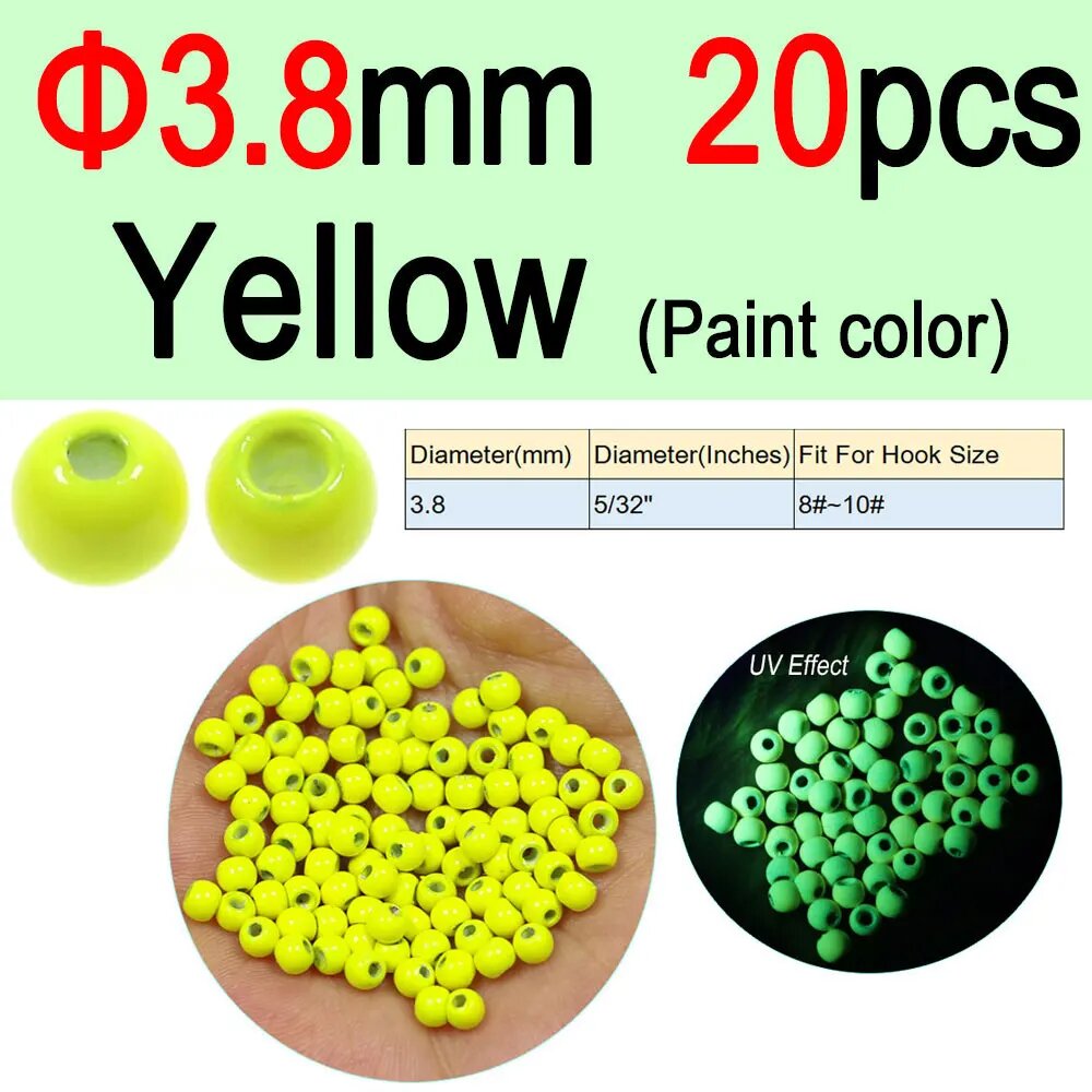 Бусины для мух 3.8mm Yellow 20pc