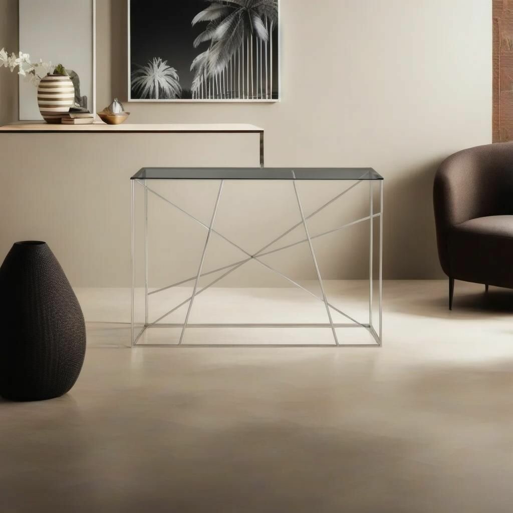 Консольный столик, туалетный столик патерсон 1200х875х280мм (хром/стекло серое графит)