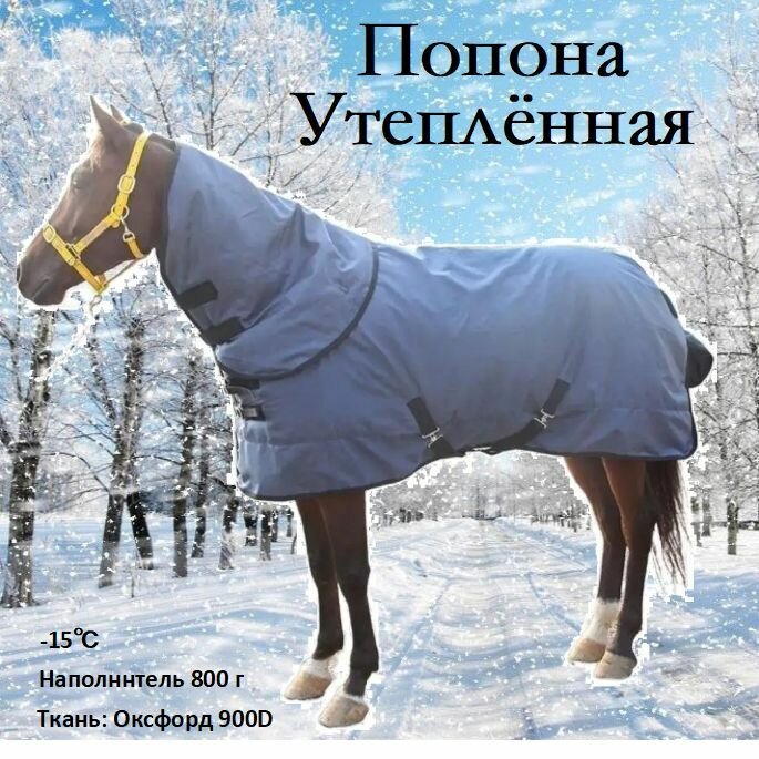 Попона для лошади с пришитым капором, 900D водонепроницаемый с хлопком, размер 145 см