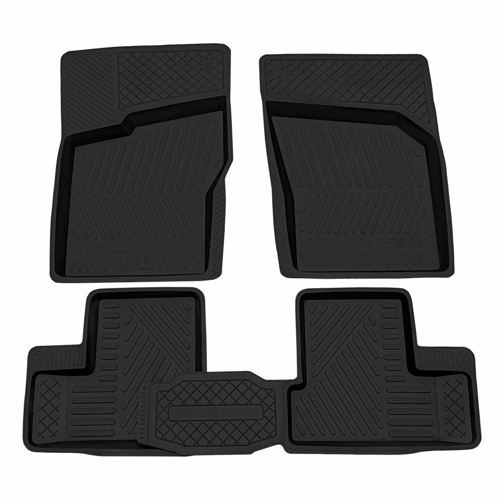 Коврик салонный резиновый (черный) для Daewoo Nexia/ Дэу нексия (05-16) (Борт 4см)