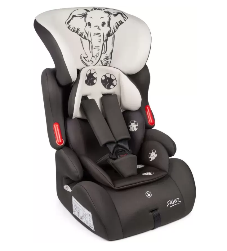 Детское автокресло Siger Космо Lux Animals Слон (серый/бежевый)