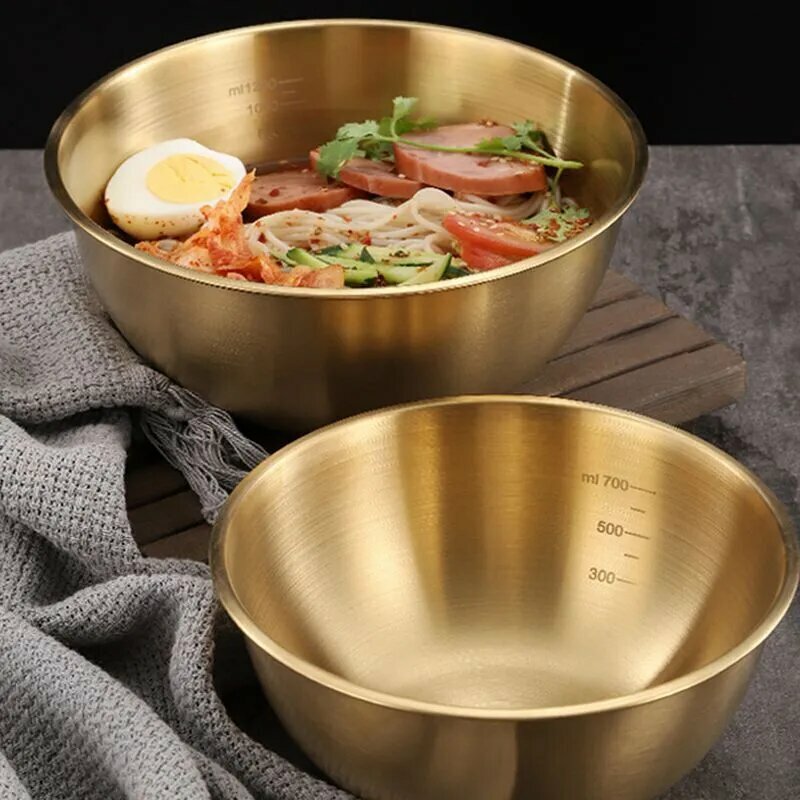 Чаша для фруктового салата из нержавеющей стали с весами, две упаковки, золотистый цвет, 700 мл, 17х8 см