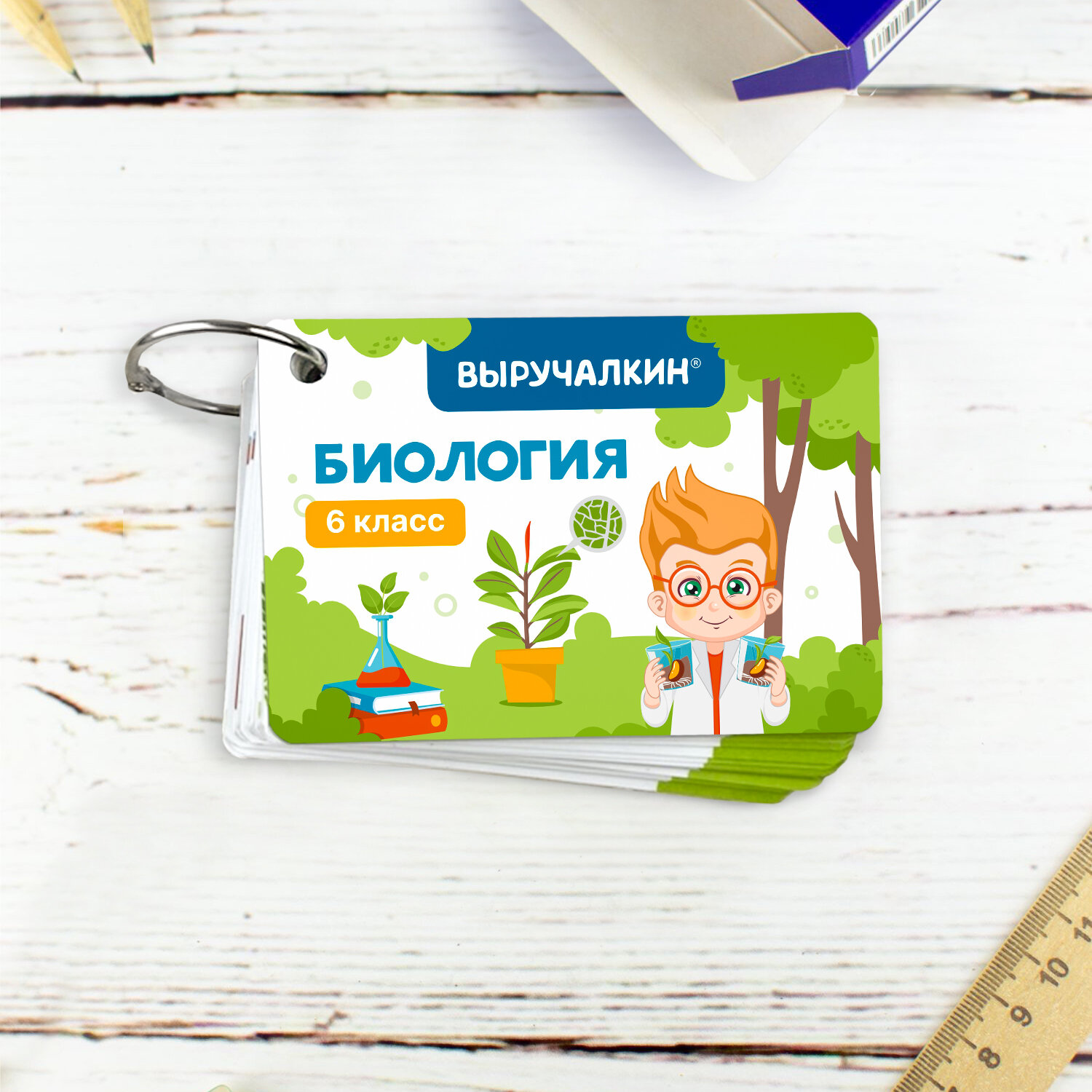 Обучающие карточки «Биология», 6 класс, 39 карточек на кольце