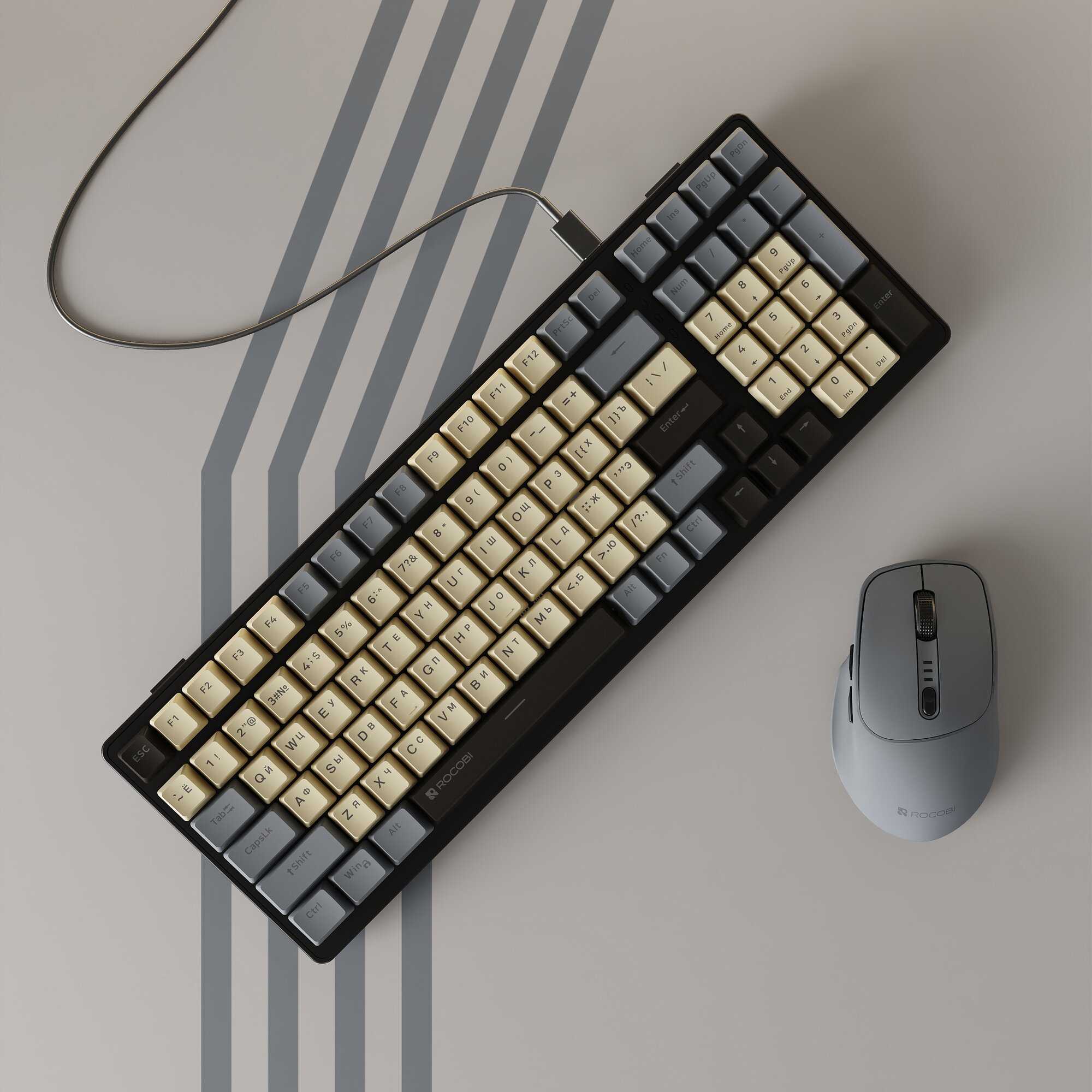 Клавиатура и мышь ROCOBI R1 Hot-Swap + ROCOBI M1 набор, комплект с подсветкой для компьютера ноутбука mouse, keyboard